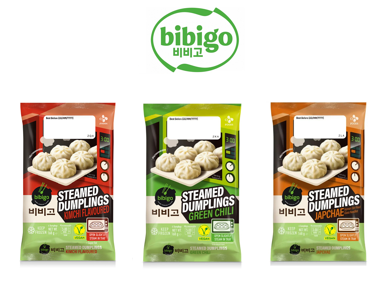 [CJ Bibigo] Korea Steamed Dumplings (Green Chilli /Japchae/Kimchi) 168 – Koryo Mart (K-Market ...