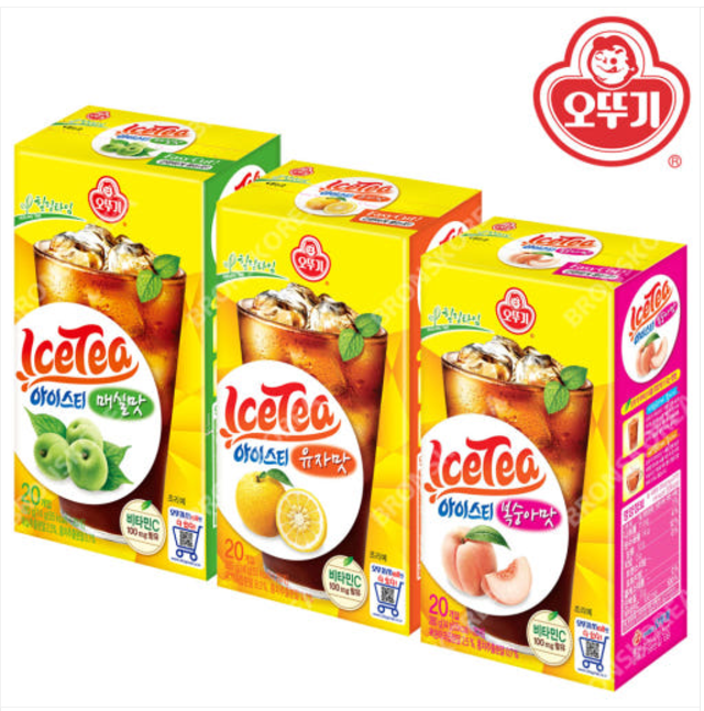 [Ottogi] Ice Tea Stick 20 Sachets – Green Grape / Citron / Peach 오뚜기 아 ...