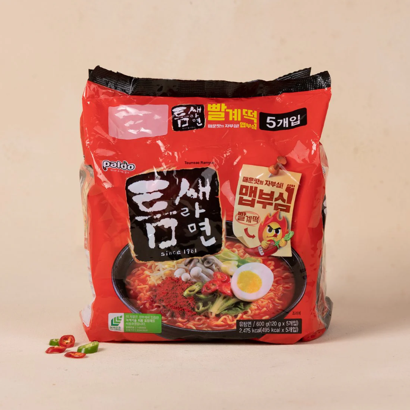 [Paldo] Spicy Teumsae Ramen 120g x 5P (팔도 틈새라면 빨계떡) – Koryo Mart (K ...