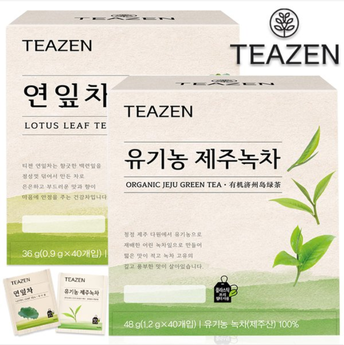 [Teazen] Lotus Leaf Tea / Jeju Green Tea (40T) 티젠 유기농 제주녹차 / 연잎차 ...