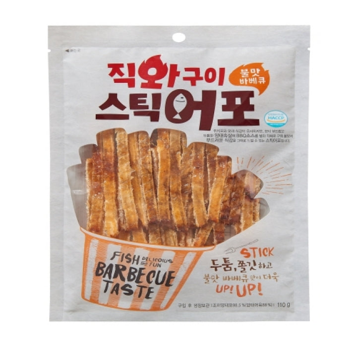[Ocheon] Bake Stick Filefish Spicy Bbq 110g 오천 직화구이 스틱어포 바베큐 – Koryo Mart (K-Market) Singapore